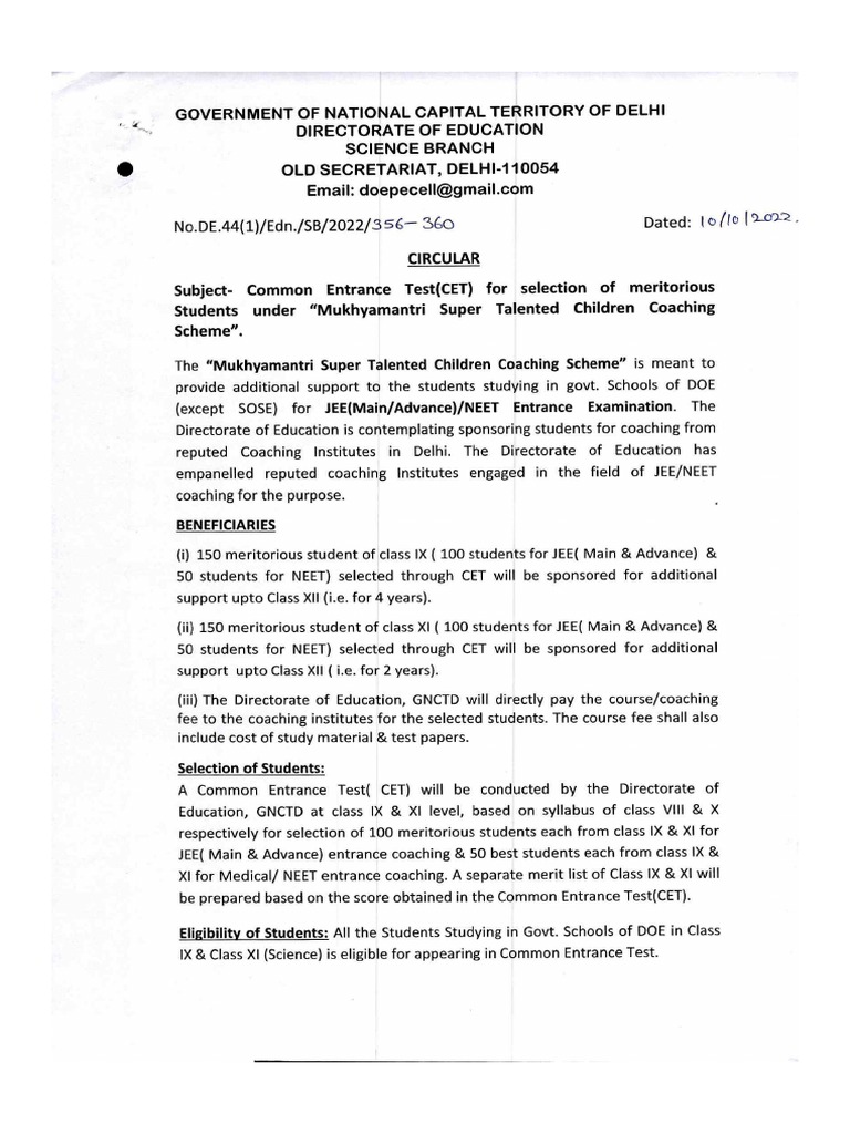 Mukhyamantri Super Talented Scheme | PDF