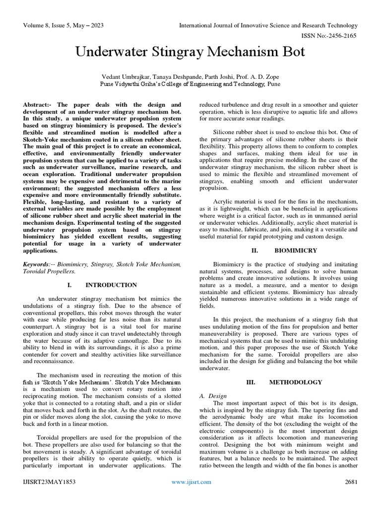 Underwater Stingray Mechanism Bot | PDF
