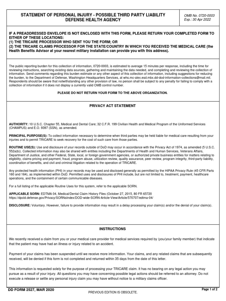 DD 2527 | Download Free PDF | Health Insurance Portability And ...