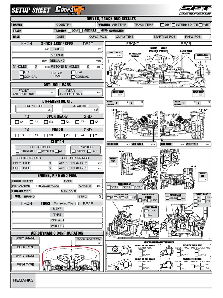 RC Car Setup Sheet Guide | PDF | Clutch | Automotive Industry