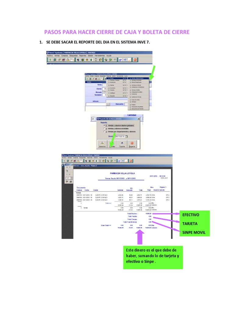 Pasos para Hacer Cierre de Caja y Boleta de Cierre | PDF
