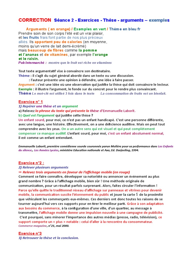 PDF Correction Ex Arguments Exemples Mardi 31 | PDF | Publicité | Panneau d'affichage