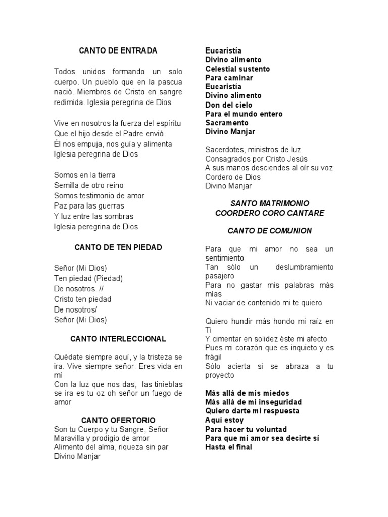 Canto de Entrada | PDF | eucaristía | Cristo (título)