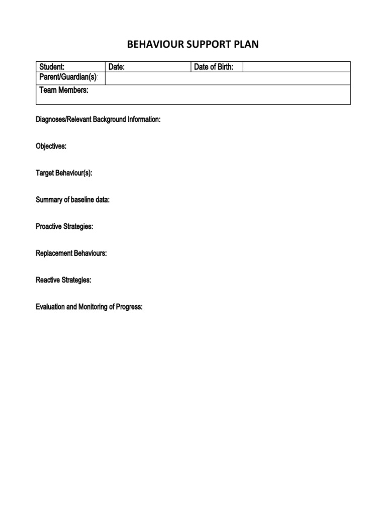 Behaviour Plan Template | PDF