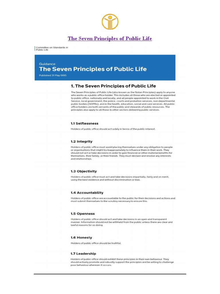 The Seven Principles of Public Life | PDF