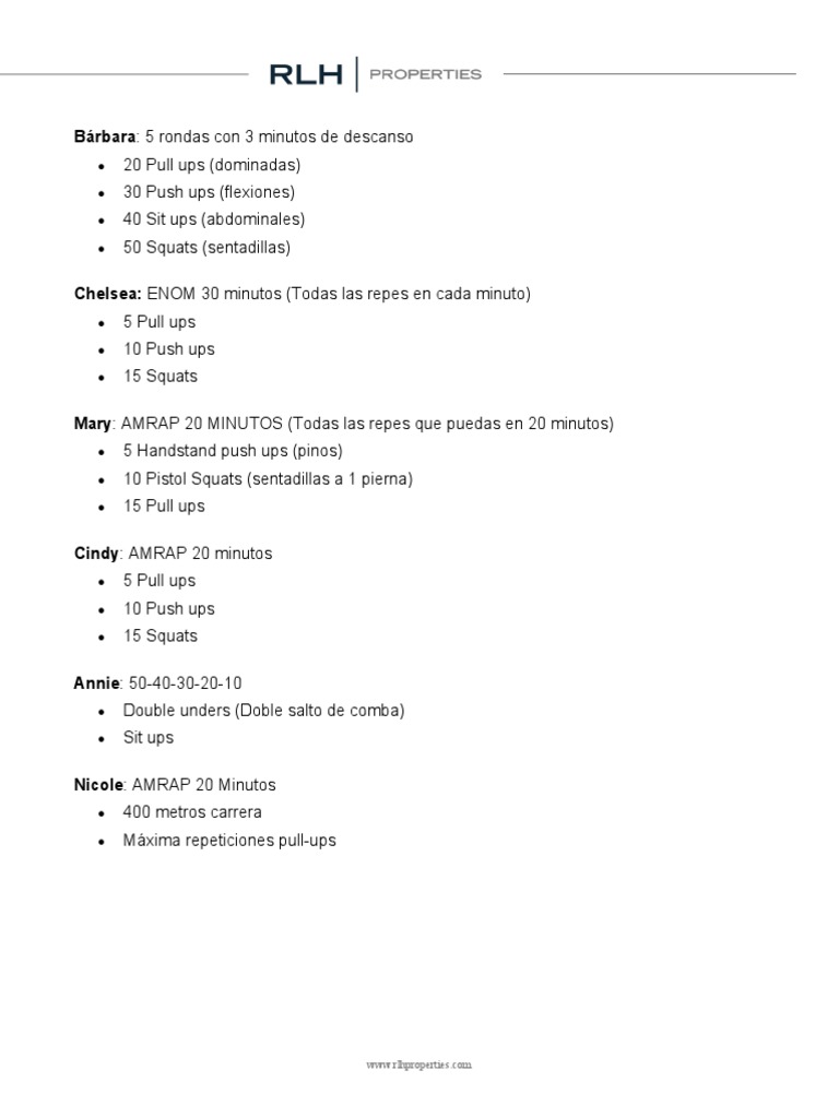 Crossfit Wods Names | PDF | Entrenamiento con pesas | Ejercicio físico