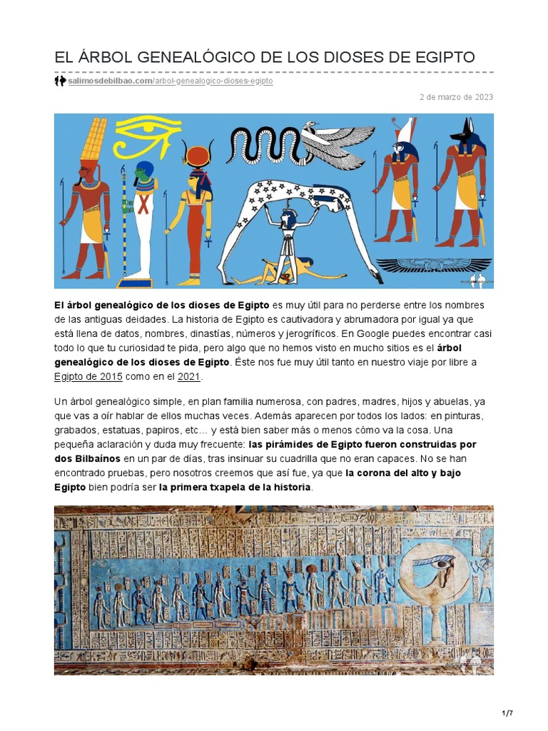 salimosdebilbao.com-EL ÁRBOL GENEALÓGICO DE LOS DIOSES DE EGIPTO | PDF | Horus | Osiris