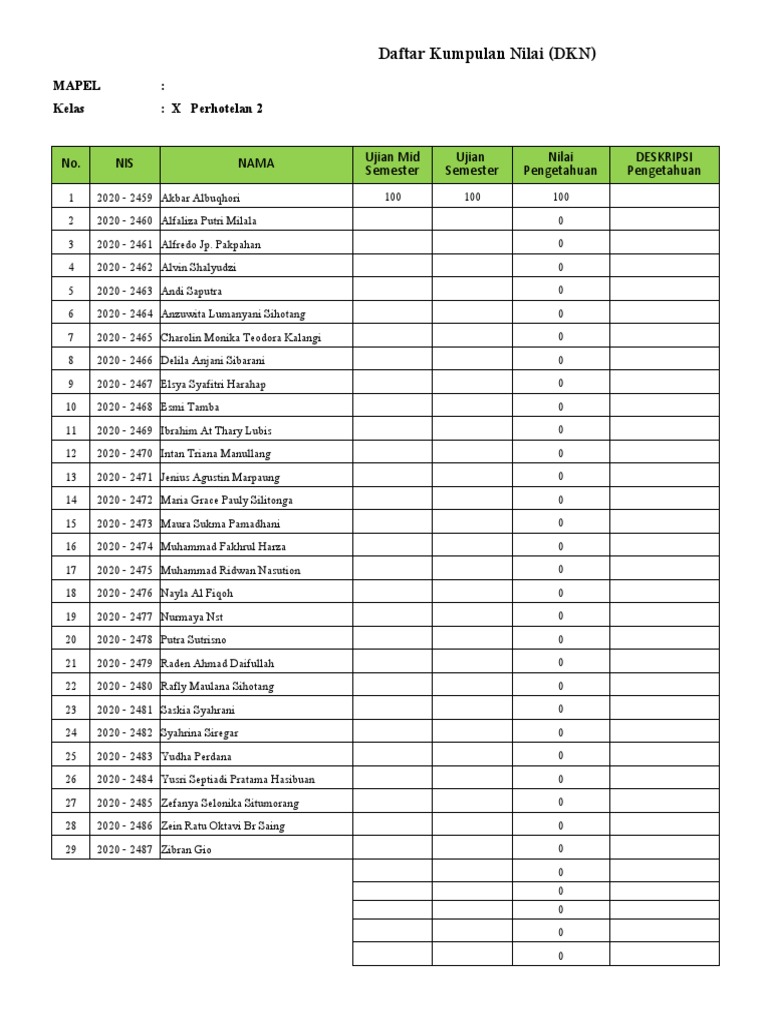 DKN Sem 1-BHS - Ing KELAS X TP. 2020-2021 | PDF
