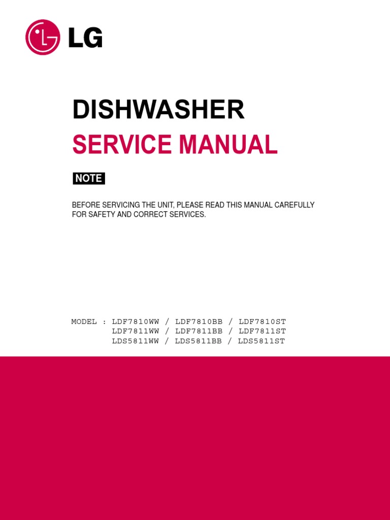 LG Dishwasher Service Manual LDF Series | PDF | Dishwasher | Electrical ...