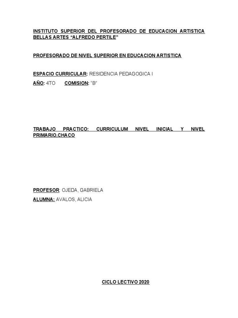 Curriculum Nivel Inicial y Primario - Chaco | PDF | Educación de la ...