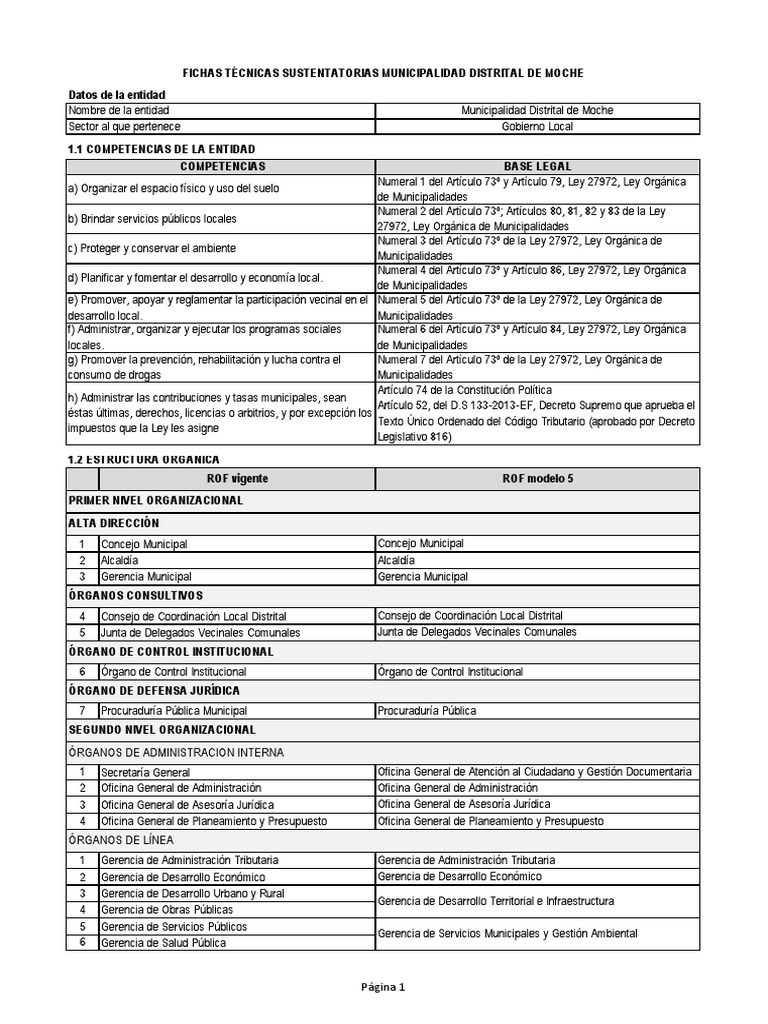 Fichas Técnicas ROF MDM | PDF | Gobierno local | Alcalde