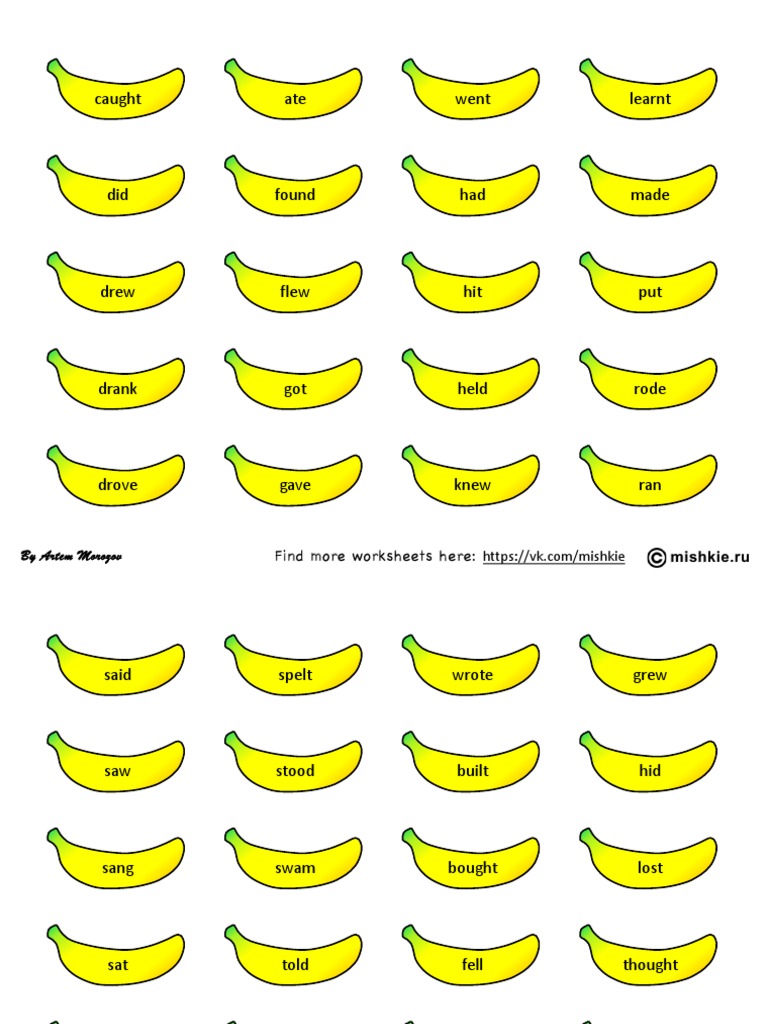 Bananas Irregular Verbs by Artem Morozov | PDF