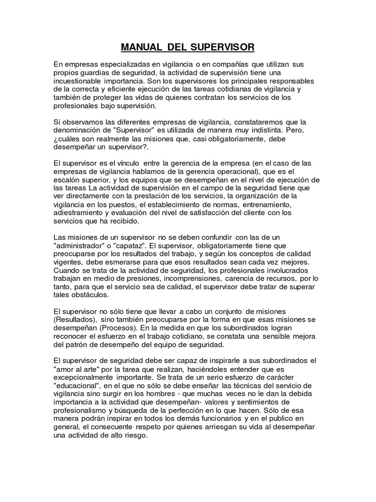 Manual Supervisor | PDF | Comunicación | Comportamiento