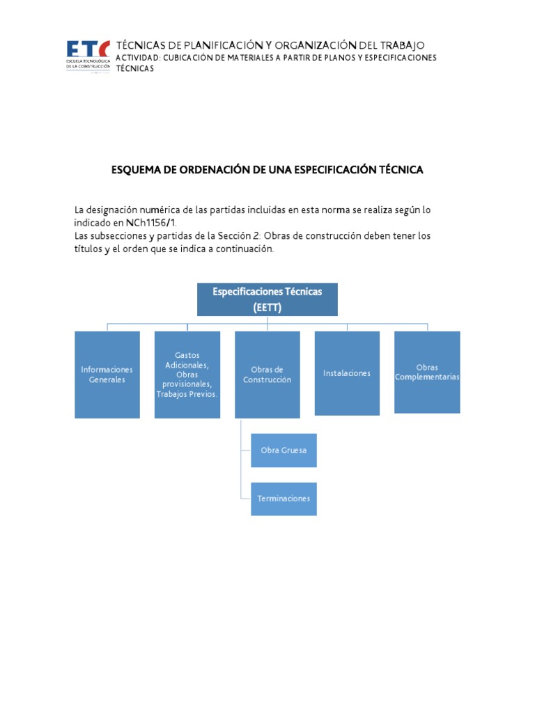 Esquema de Ordenacion de Una Especificacion Tecnica | PDF | Chimenea | Ingeniería de Edificación