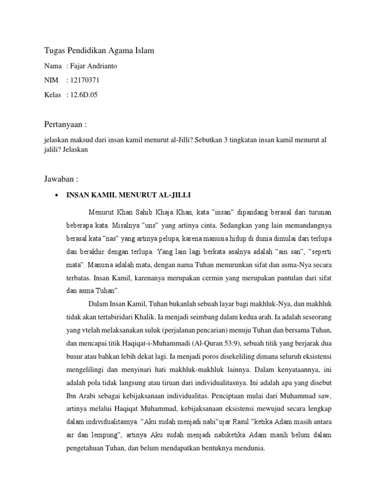 Tugas Pendidikan Agama Islam | PDF | Ilmu Sosial | Filsafat