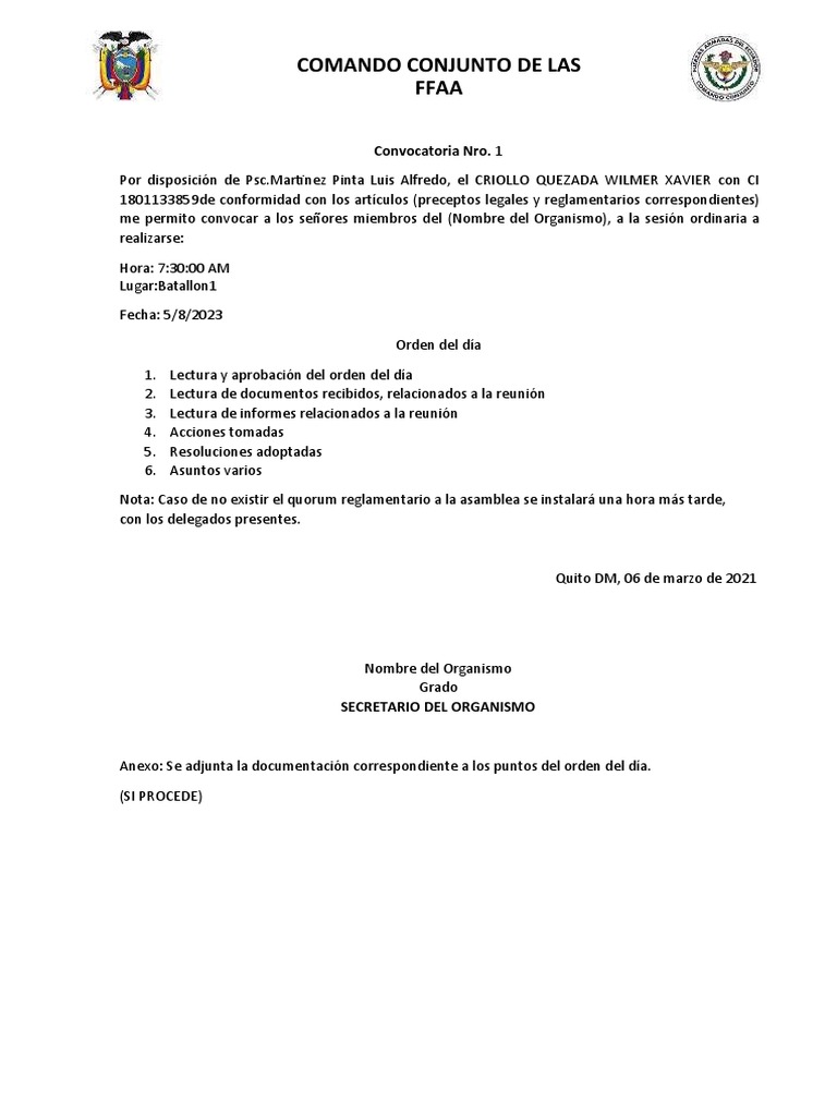 Convocatoria | PDF Convocatoria | PDF