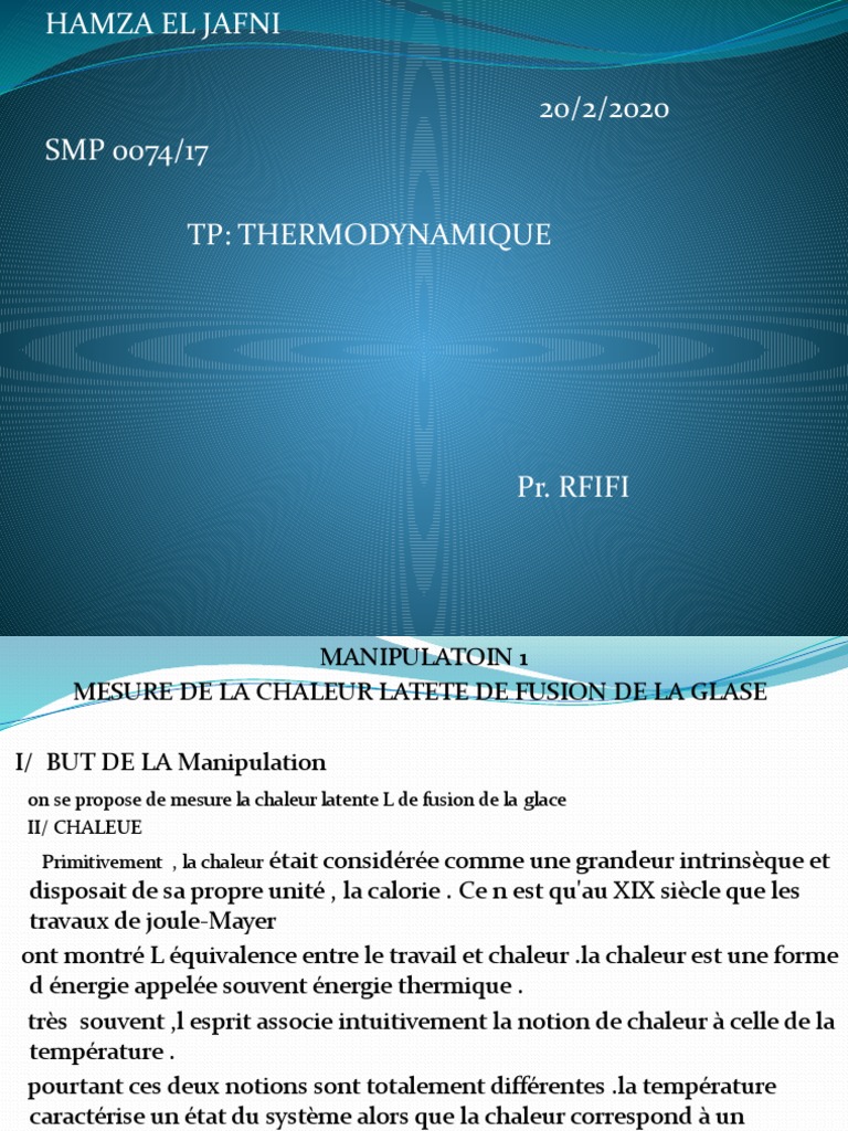 Pr Ése Ntation 1 | PDF | Chaleur | Température