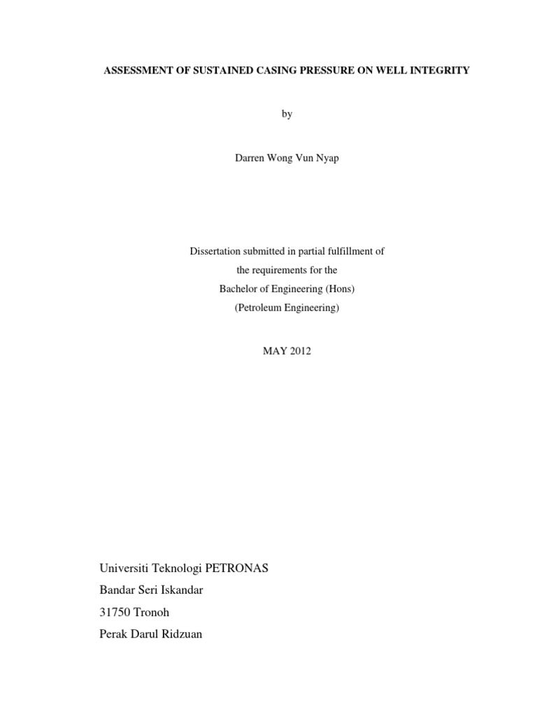 Assessment of Sustained Casing Pressure On Well Integrity | PDF