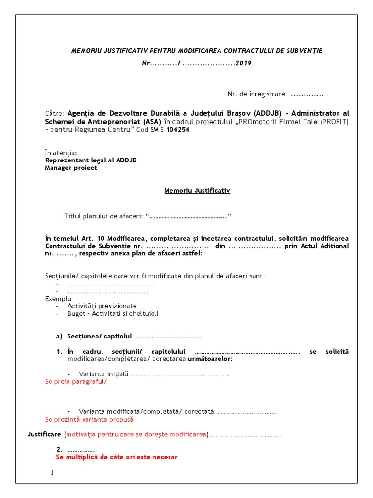 Memoriu-justificativ-act-aditional-contract-subventie | PDF