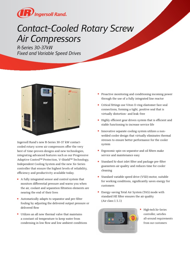 R Series 30 37 KW Contact Cooled Rotary Screw Air Compressors Screen en ...