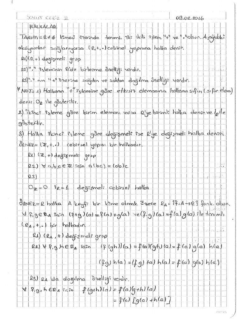 Soyut Cebir II Tüm Ders Notlarım | PDF