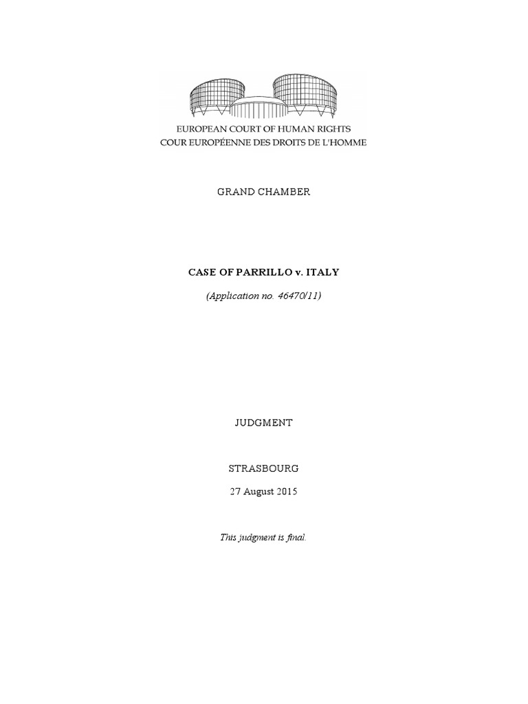 Parrillo v. Italy: ECHR Judgment Summary | PDF | European Convention On ...
