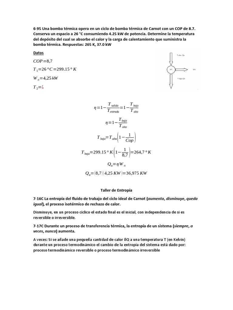 Taller - Ciclo de Carnol y Entropia | PDF
