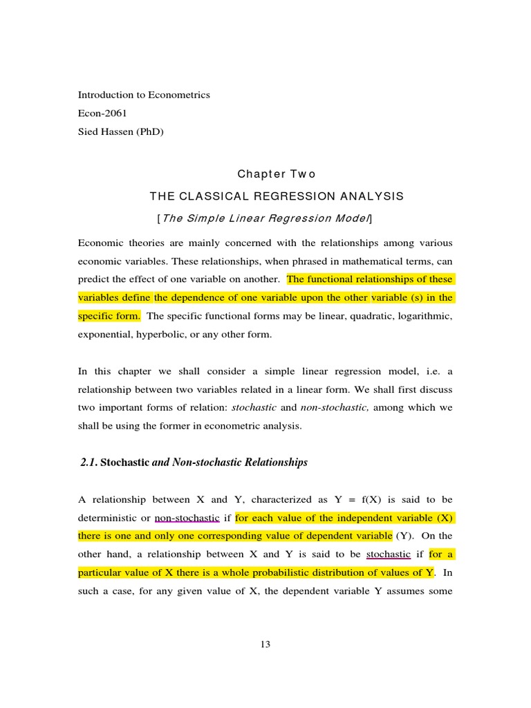 ECO - Chapter 2 SLRM | Download Free PDF | Ordinary Least Squares | Estimator