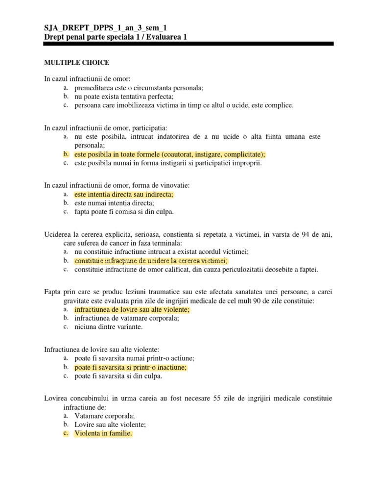 Drept Penal Parte Speciala-Ev1 | PDF