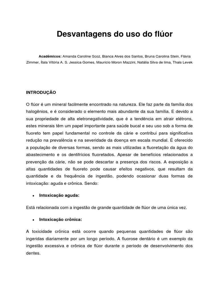 Uso Do Fluor | PDF | Dente | Flúor