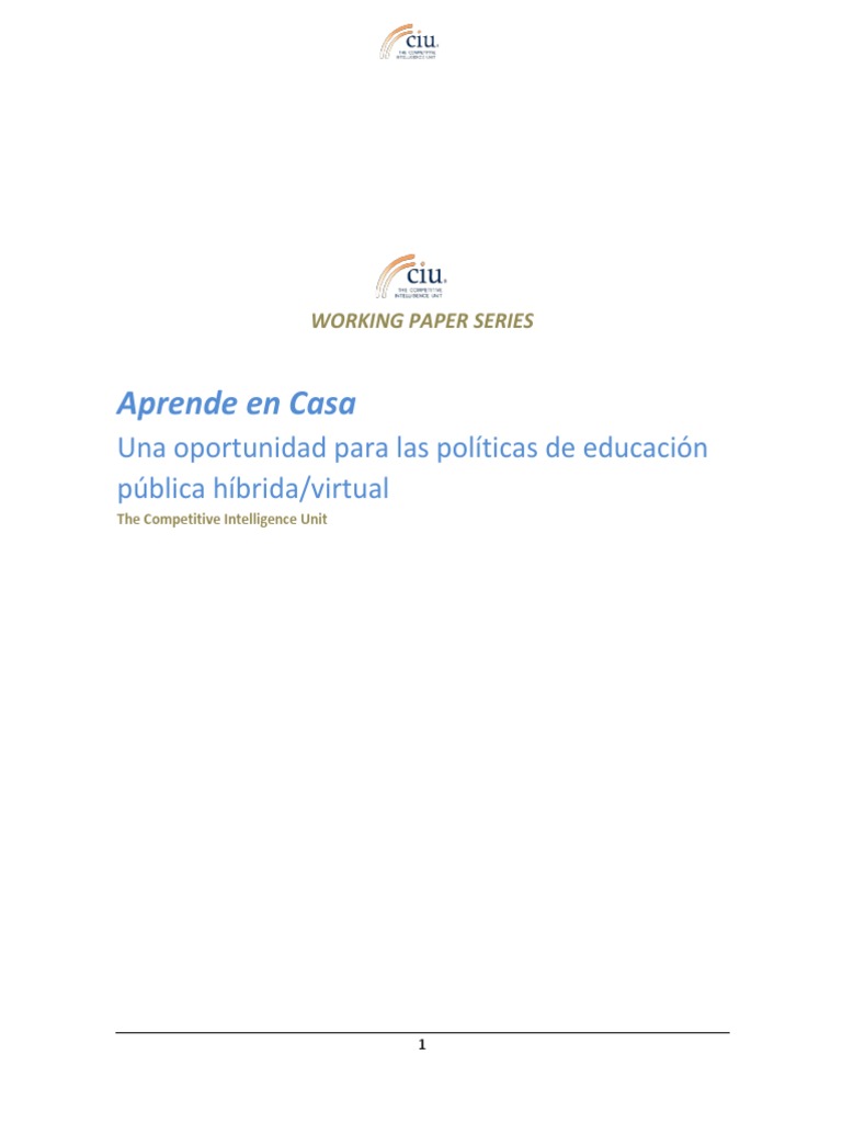 The CIU-Working Paper Series 2022-Aprende en Casa v13 - ESP | PDF | Negocios
