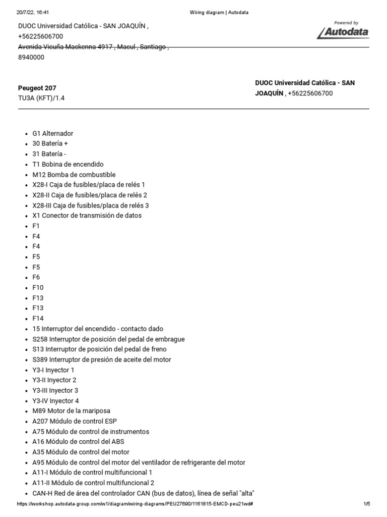 Diagrama eléctrico Peugeot 207 | PDF