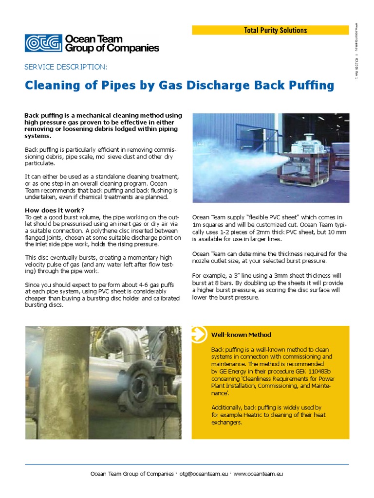 Cleaning of Pipes by Gas Discharge Back Puffing | PDF | Pipe (Fluid ...