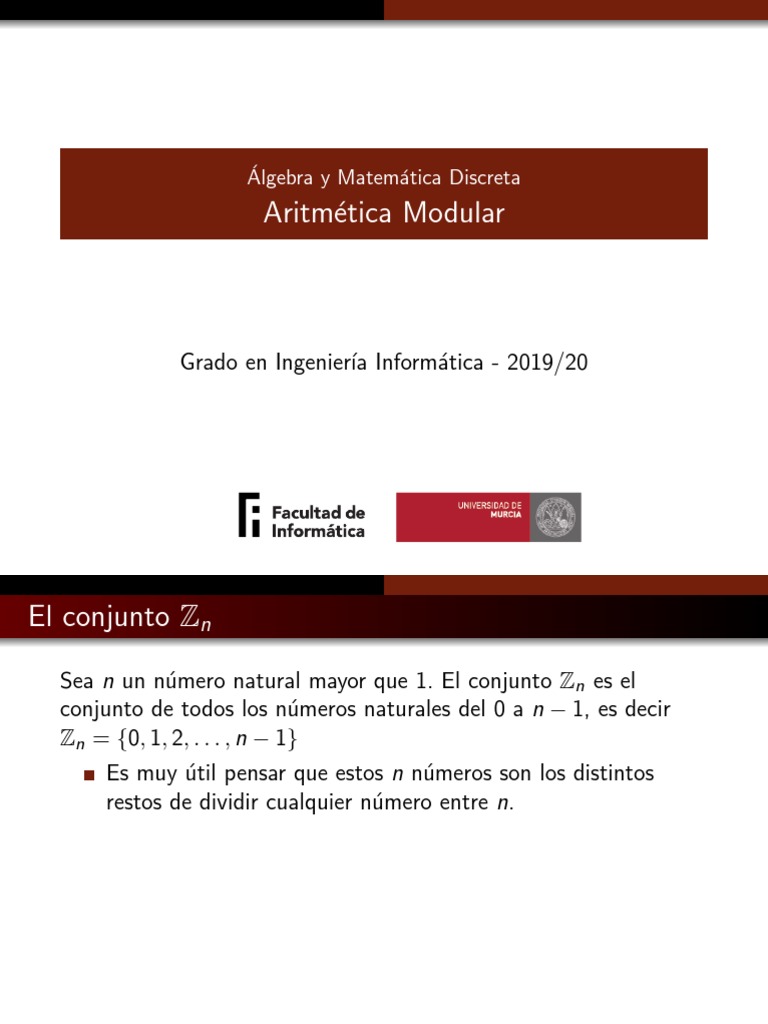 Aritmetica Modular | PDF | Teoría del anillo | Álgebra