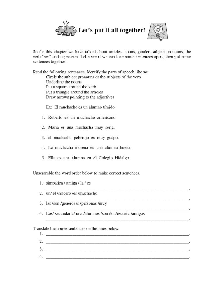 Lets Put It All Together | Descargar gratis PDF | Género gramatical | Verbo