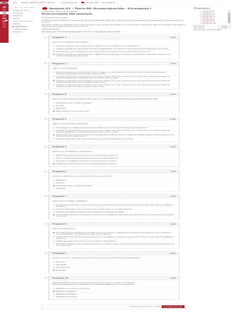 Examen - ? Semana 01 - Tema 02 - Autoevaluación - Conceptos I - Canvas ...