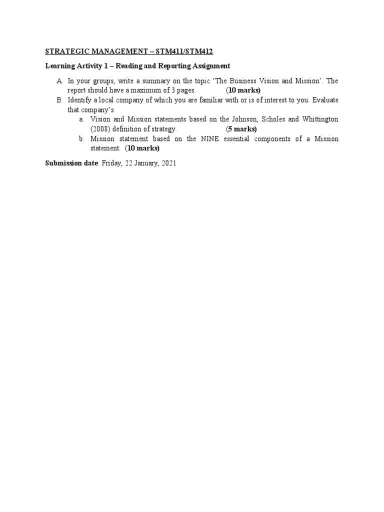 Business Vision and Mission Evaluation Guide | PDF