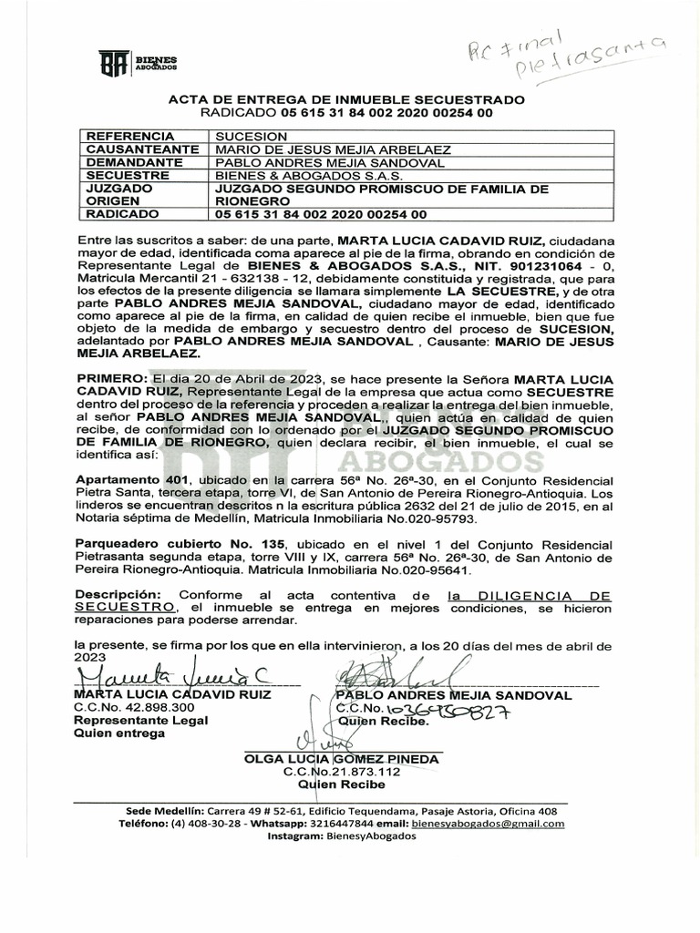 Acta de Entrega | PDF