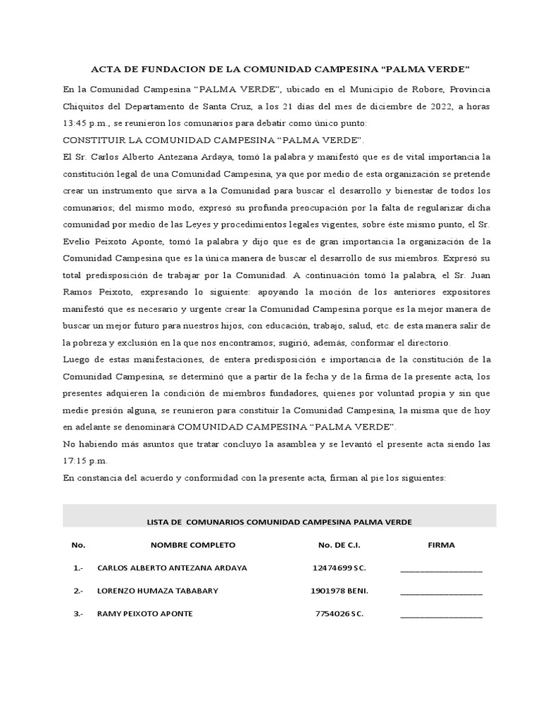 1 Acta de Fundacion | PDF 1 Acta de Fundacion | PDF