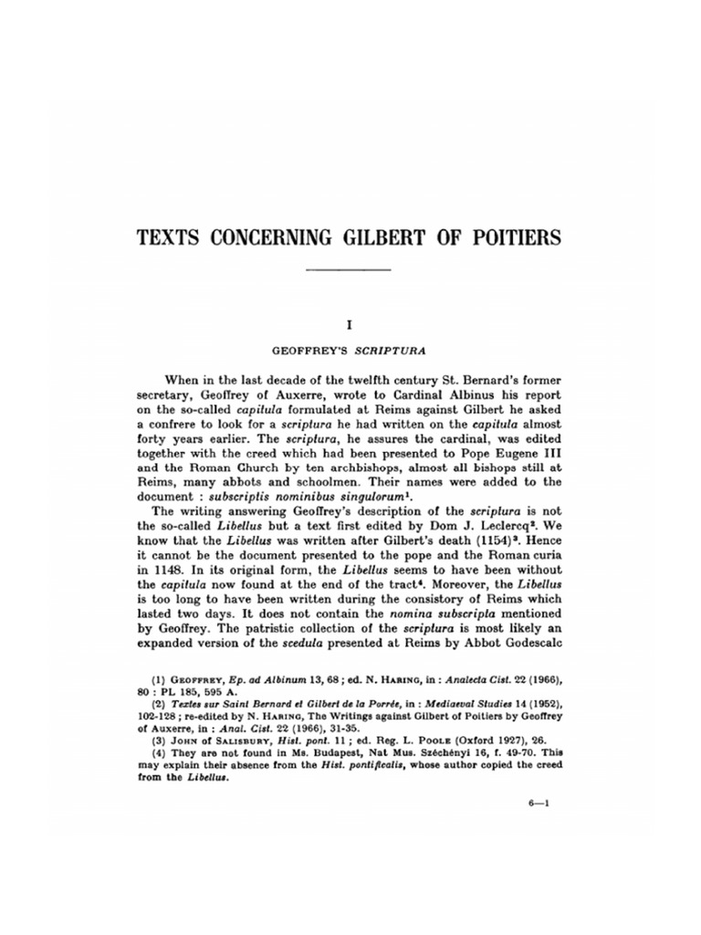 Texts Concerning Gilbert of Poitiers | PDF