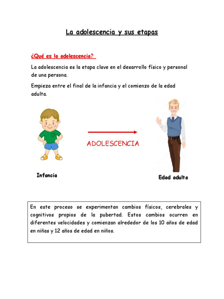 La Adolescencia y Sus Etapas | PDF | Relaciones personales, crianza y desarrollo personal