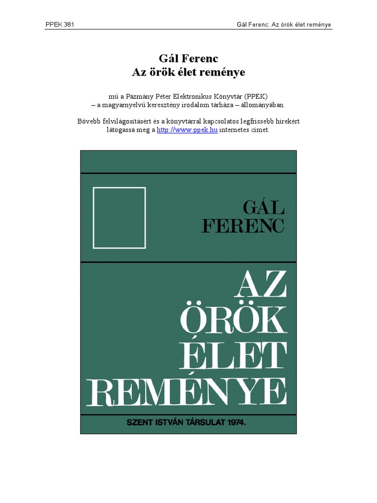 Gál Ferenc - Az Örök Élet Reménye | PDF