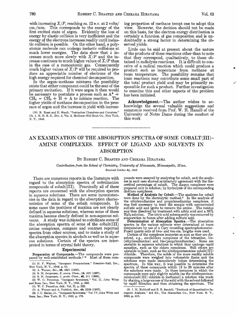 Cobalt Amine Complexes Uv Vis Spectra | PDF | Coordination Complex | Acid