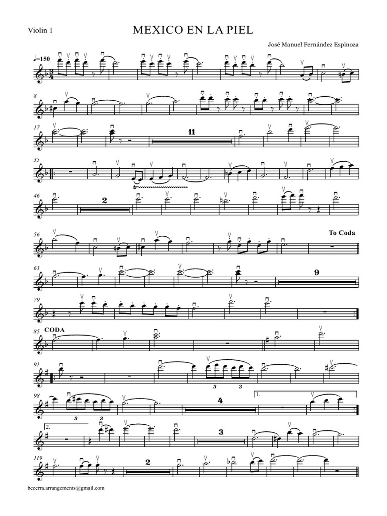 Mexico en La Piel - Violin 1 | PDF