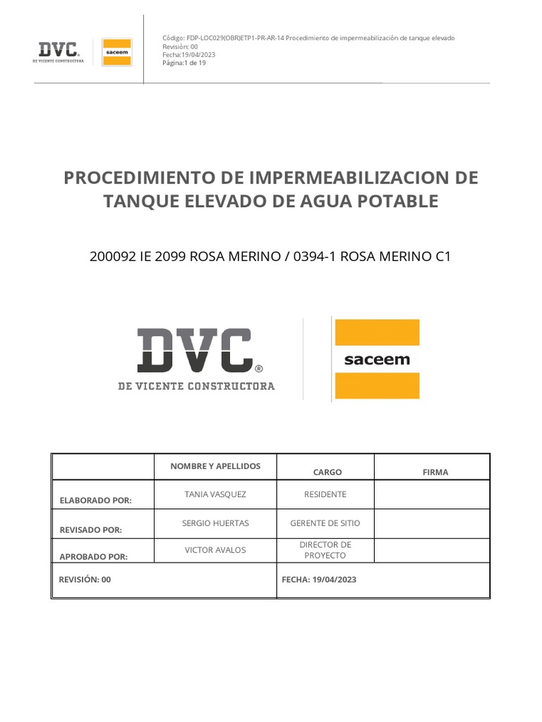 FDP-LOC029 (OBR) ETP1-PR-AR-14 Procedimiento de Impermeabilizado de ...