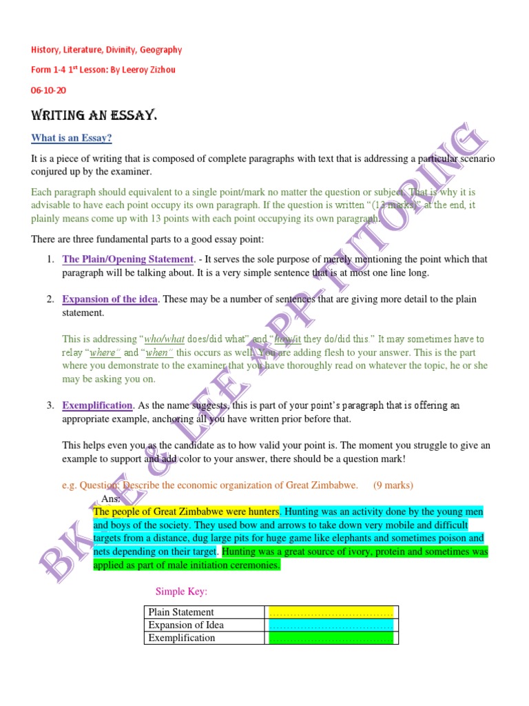 Essay Writing - Form 1-6 | PDF