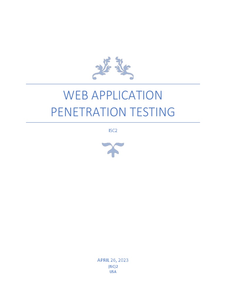 Web Application Penetration Testing Pdf World Wide Web Internet And Web