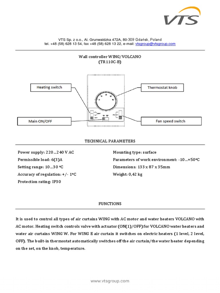 Controller WING VOLCANO | PDF | Thermostat | Water Heating