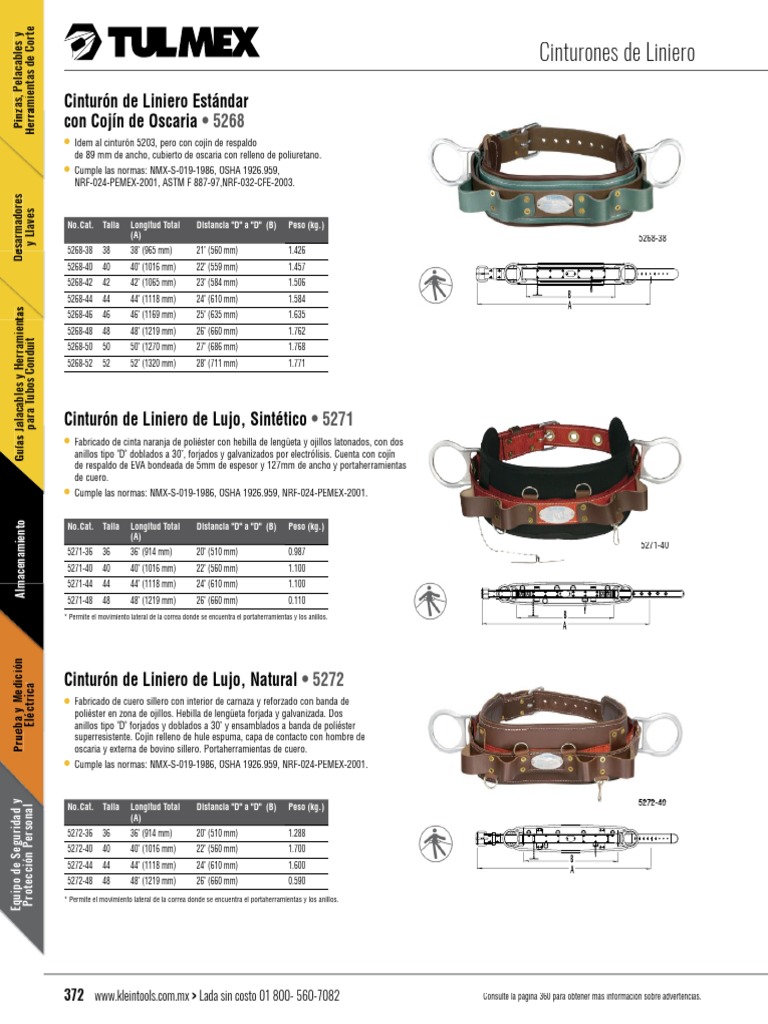 Cinturones de Liniero: Cinturón de Liniero Estándar Con Cojín de Oscaria | PDF