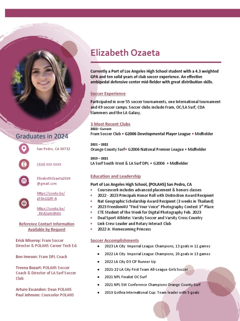 Elizabeth Ozaeta Soccer Resume Working | PDF | Team Sports | Sports